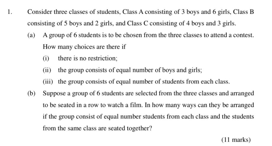 Solved 1. Consider three classes of students, Class A | Chegg.com