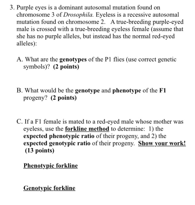 Solved 3. Purple eyes is a dominant autosomal mutation found | Chegg.com