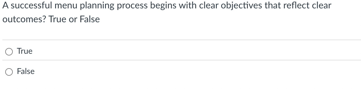 Solved A successful menu planning process begins with clear | Chegg.com