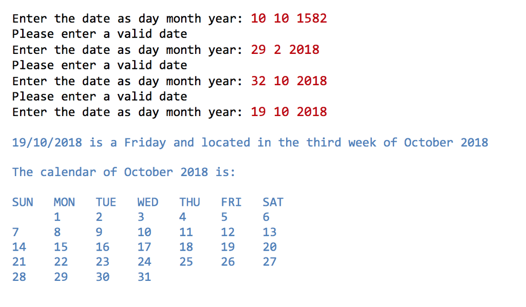 You will create one program called MyCalendar.java. | Chegg.com