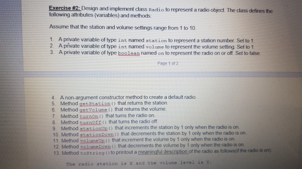 Solved Exercise 2 Design And Implement Class Radio To 1361