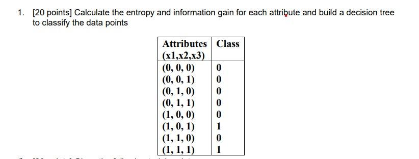 Solved 1. [20 points) Calculate the entropy and information | Chegg.com