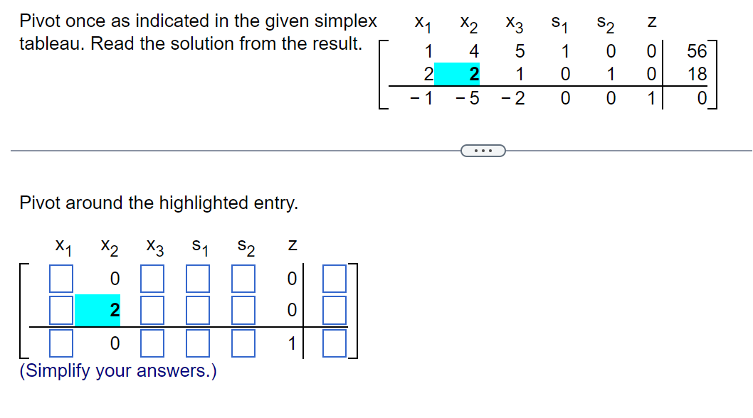 Solved Pivot around the highlighted entry. | Chegg.com