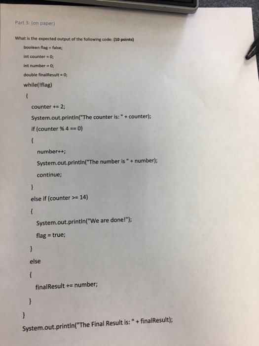 (Solved) : Expected Output Following Code Boolean Flag False Int ... (Solved) : Expected Output Following Code Boolean Flag False Int ...