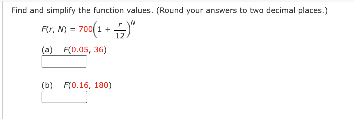 Solved Find and simplify the function values. (Round your | Chegg.com