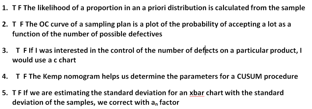 Solved 1. T F The likelihood of a proportion in an a priori | Chegg.com