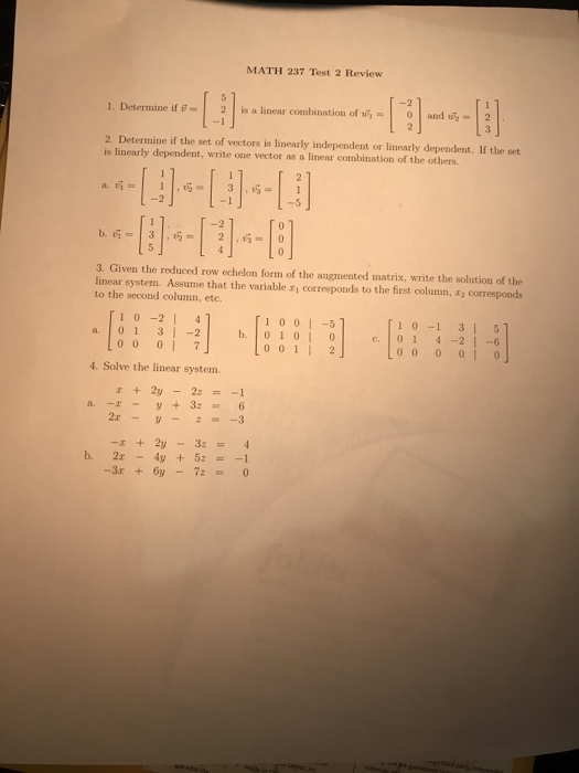Solved MATH 237 Test 2 Review 1. Determine ift-1-2! | Chegg.com