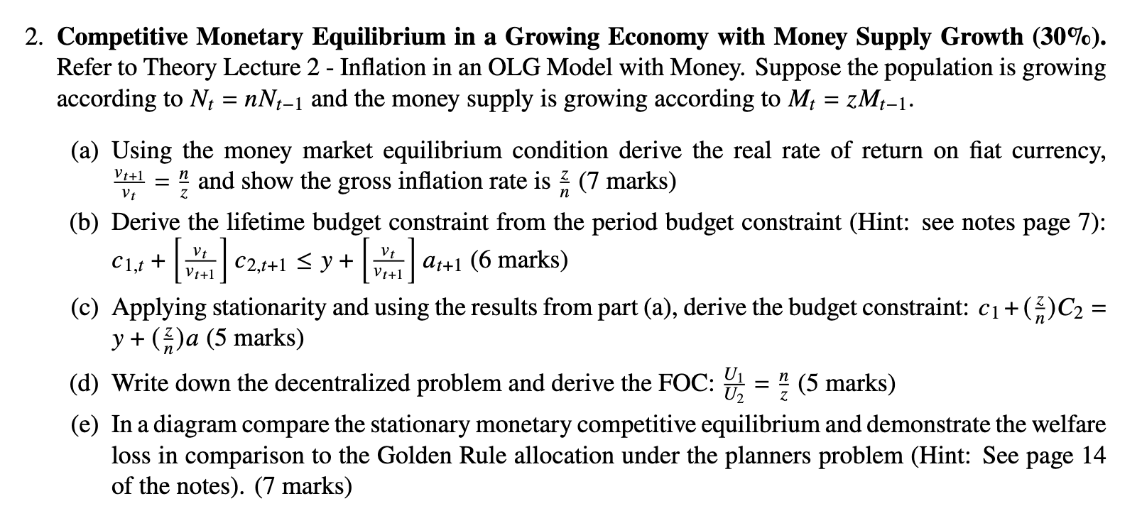 Solved Competitive Monetary Equilibrium in ﻿a Growing | Chegg.com