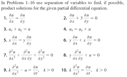 In Problems 1-16 use separation of variables to find, | Chegg.com