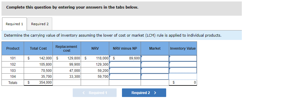 Solved Exercise 9-6 (Algo) Lower of cost or market [LO9-1] | Chegg.com