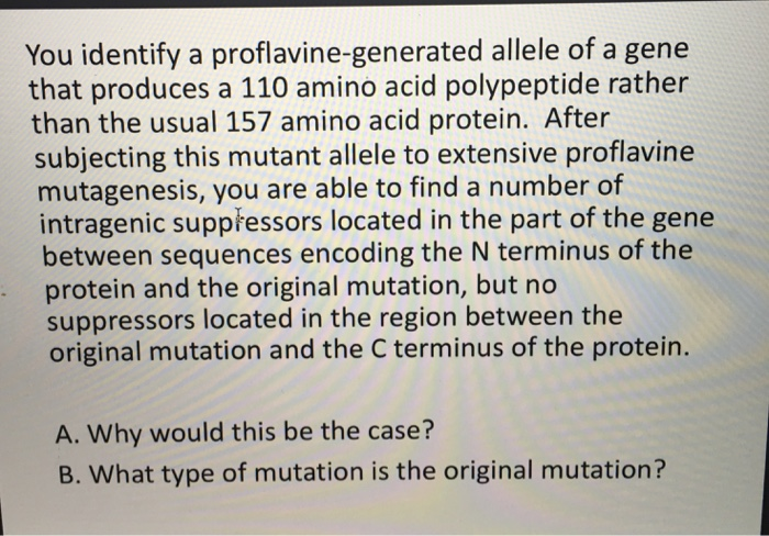 Solved You identify a proflavine-generated allele of a gene | Chegg.com
