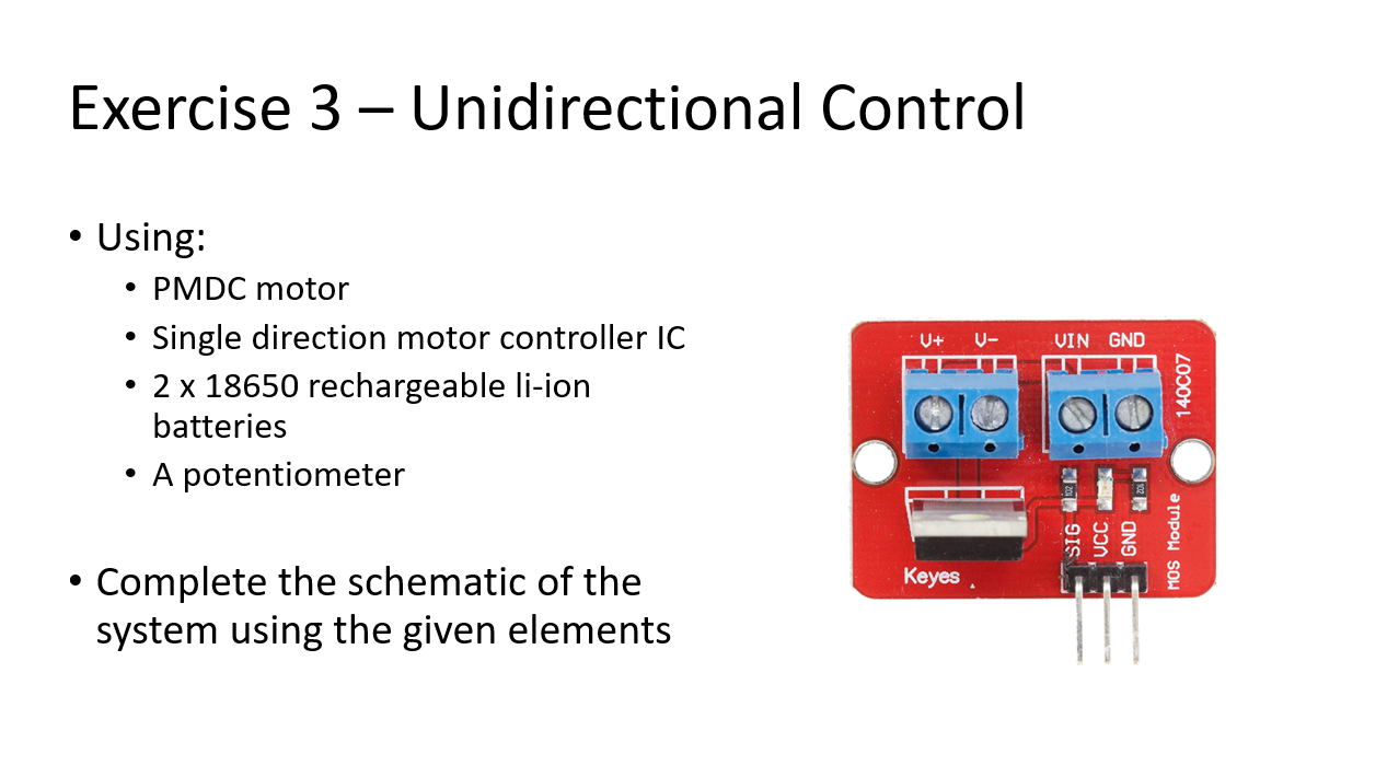 Solved Exercise 1 - Unidirectional Control . Using: PMDC | Chegg.com