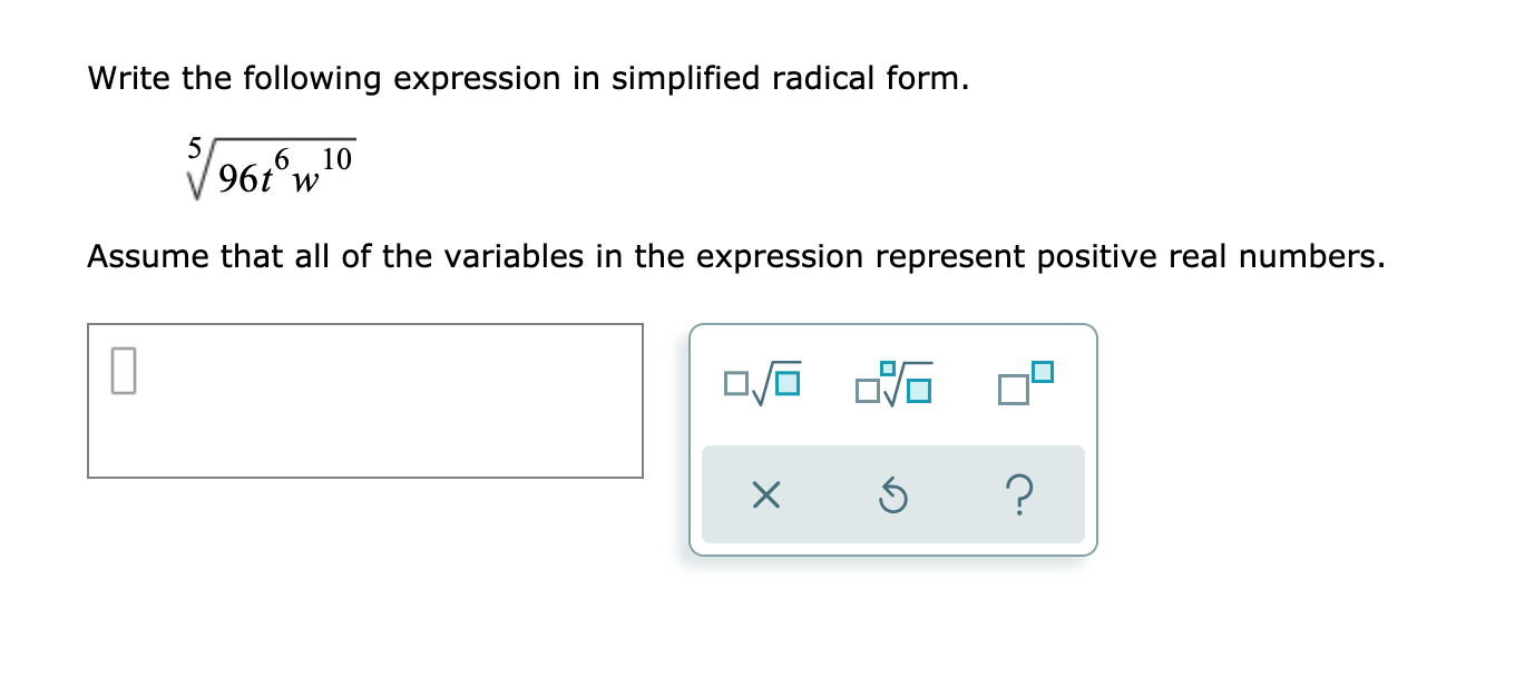Solved Write the following expression in simplified radical | Chegg.com