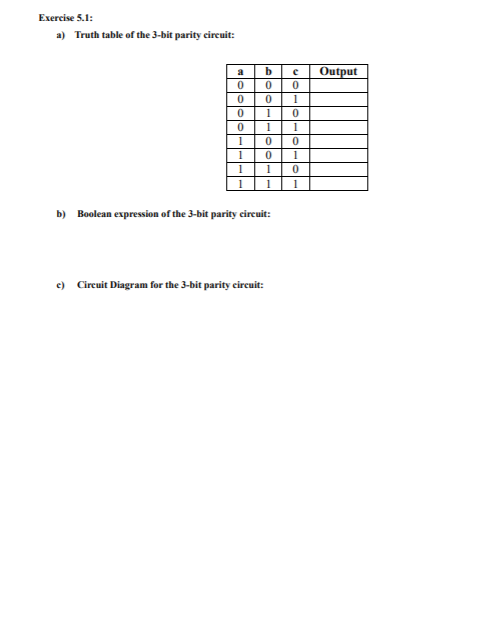 Solved Exercise 5.1: (Three-bit parity checker circuit) An | Chegg.com
