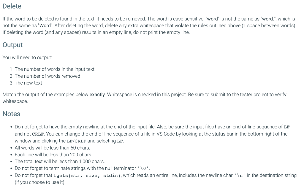 Overview Write a program that removes a given word | Chegg.com