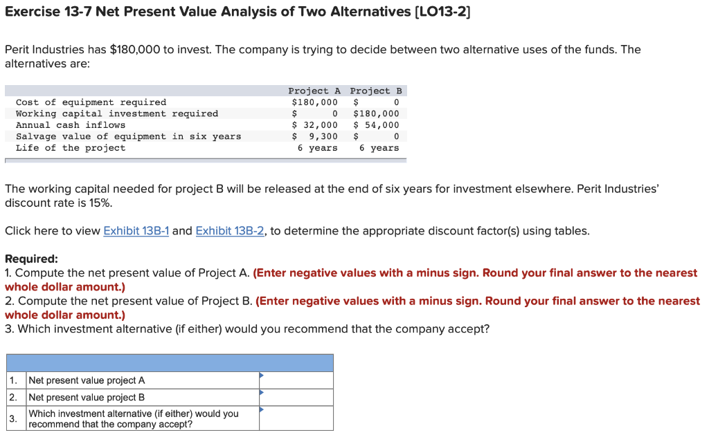 Solved Exercise 13-7 Net Present Value Analysis of Two | Chegg.com