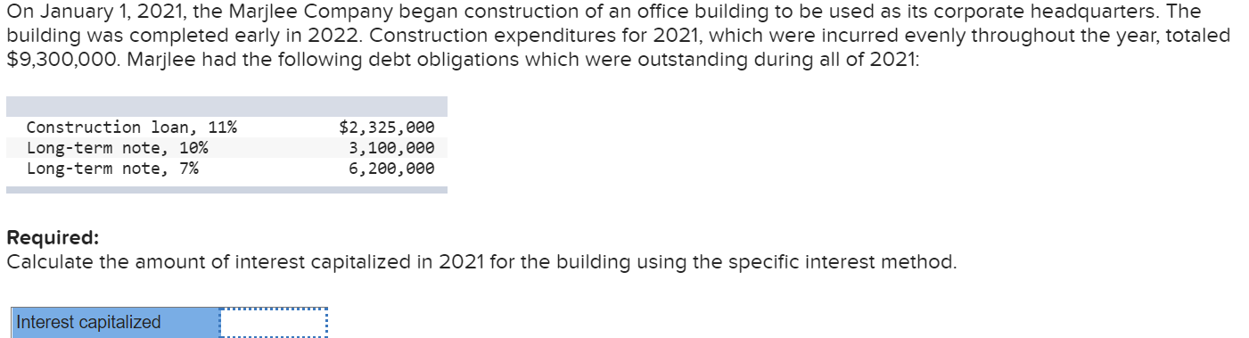 Solved On January 1, 2021, the Marjlee Company began | Chegg.com