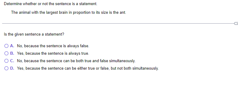 Solved Determine whether or not the sentence is a statement. | Chegg.com