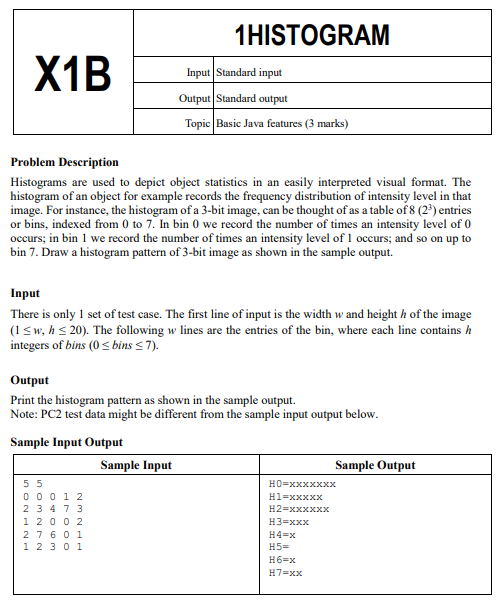 Solved 1HISTOGRAM X1B Input Standard input Output Standard | Chegg.com