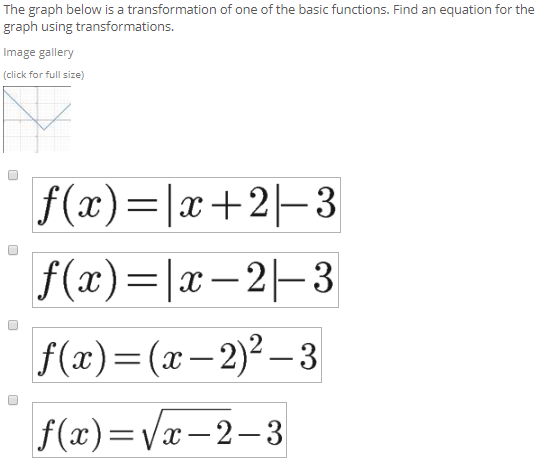 Solved The graph below is a transformation of one of the | Chegg.com