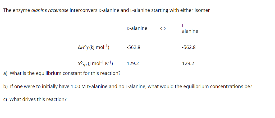 Solved The enzyme alanine racemase interconvers D-alanine | Chegg.com
