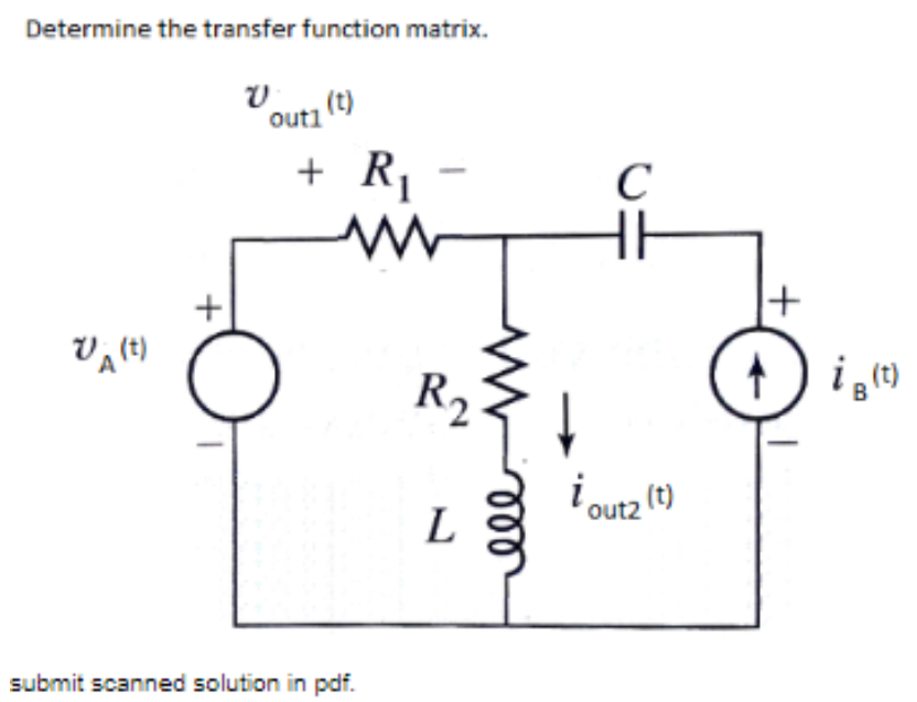 Solved Determine the transfer function matrix. | Chegg.com