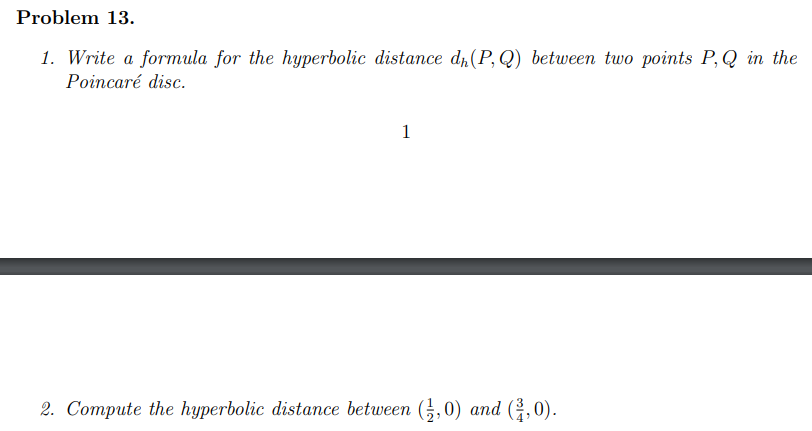 Solved Problem 13. 1. Write a formula for the hyperbolic | Chegg.com