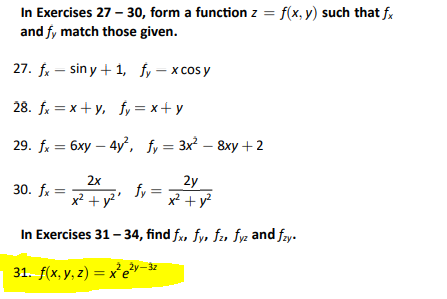 Solved In Exercises 27 – 30, form a function z = f(x,y) such | Chegg.com