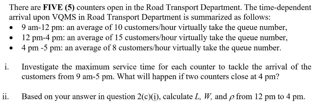 There are FIVE (5) counters open in the Road | Chegg.com