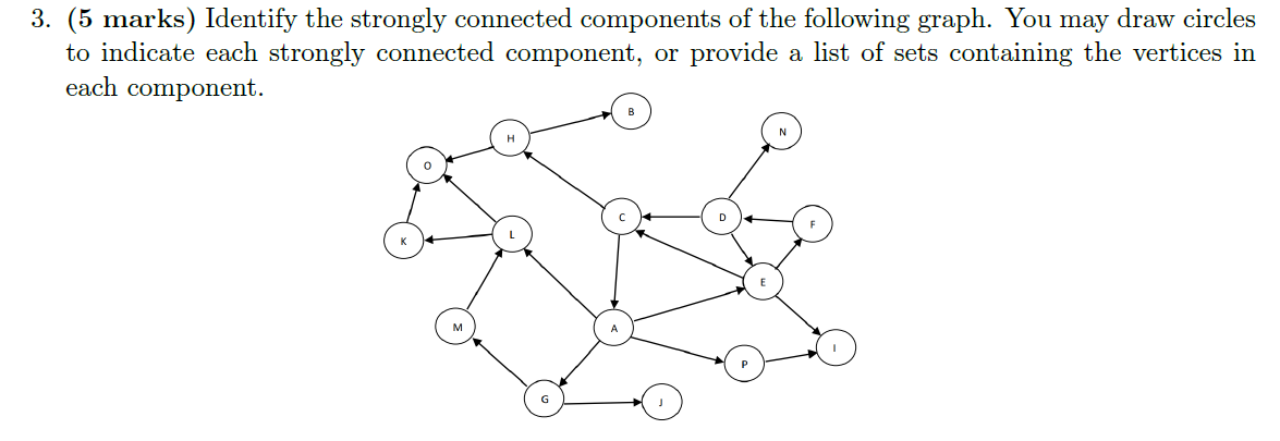 Solved 3. (5 marks) Identify the strongly connected | Chegg.com