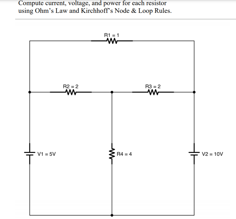 Solved Compute current, voltage, and power for each resistor | Chegg.com