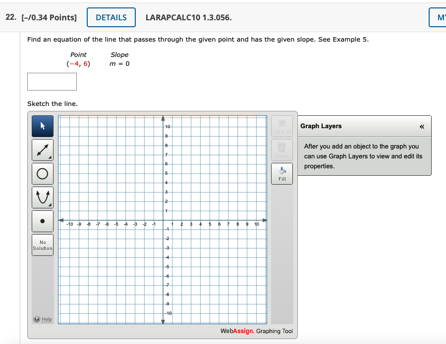 Solved (−4,6)m=0 Sketch the line. Graph Layers After you add | Chegg.com