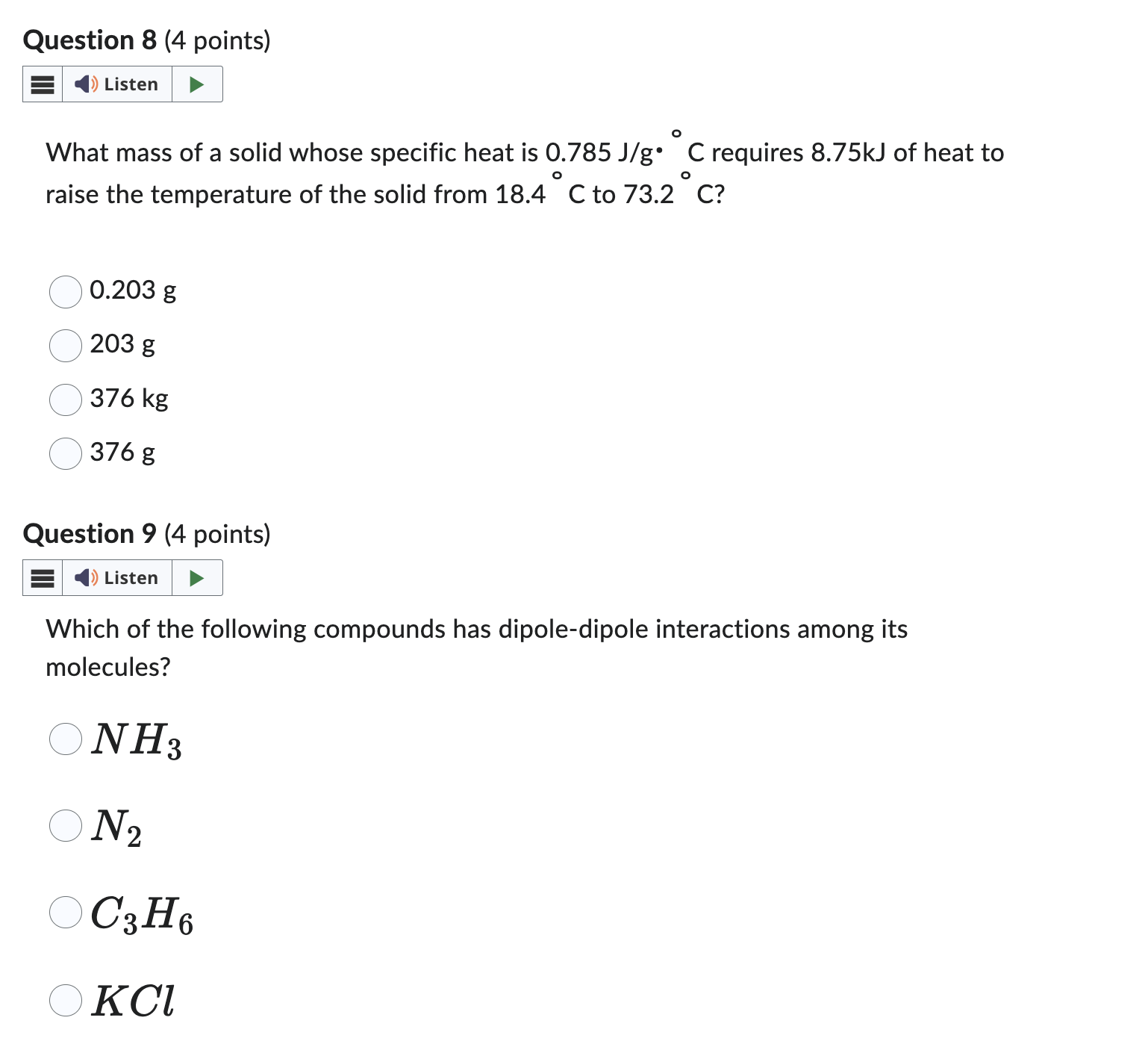 Solved What mass of a solid whose specific heat is 0.785 | Chegg.com