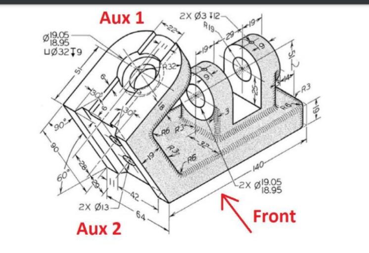 Solved Using AutoCAD, produce a CAD drawing of the object’s | Chegg.com