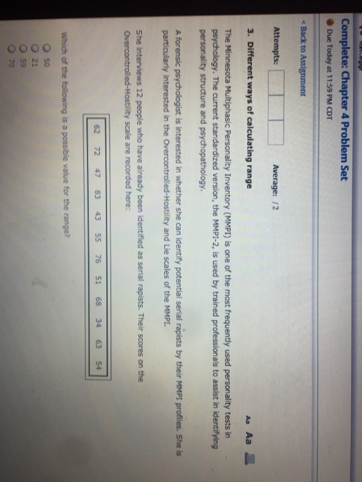 Solved Complete: Chapter 4 Problem Set Due Today at 11:59 PM | Chegg.com