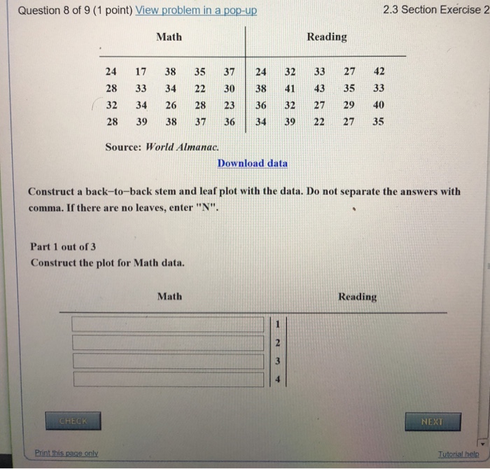 Solved Question 8 of 9 (1 point) View problem in a pop-up | Chegg.com