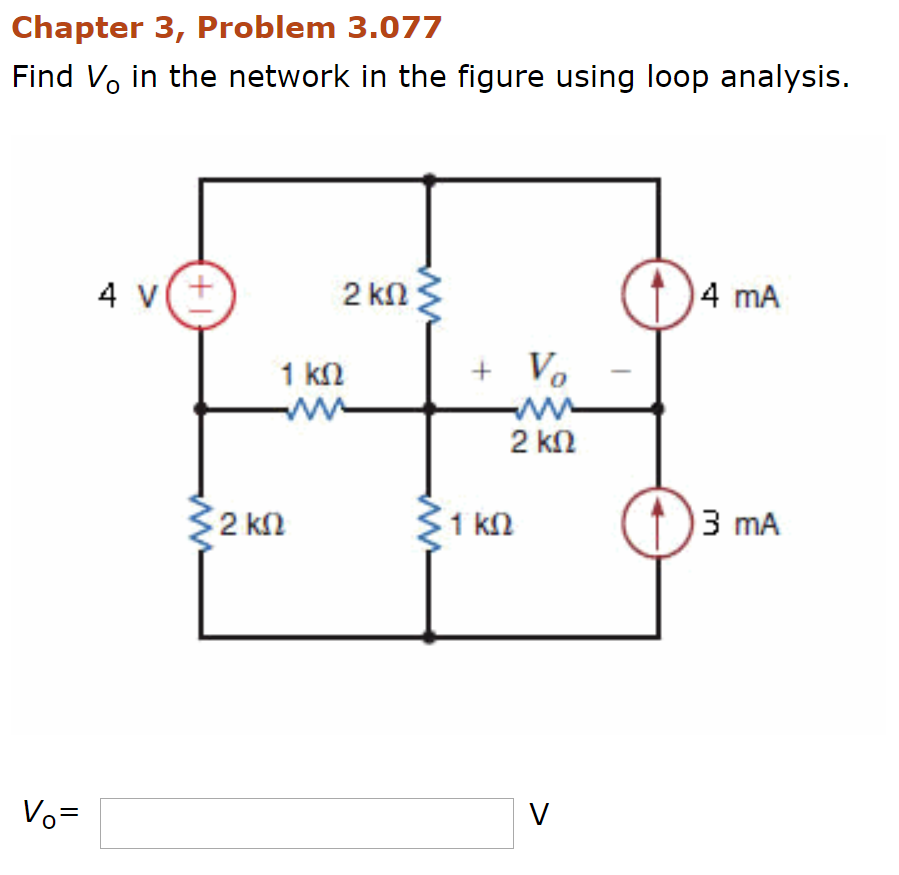 Solved Chapter 3 Problem 3077 Find Vo In The Network In