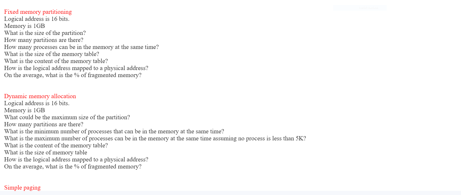 Fixed memory partitioningLogical address is 16 | Chegg.com