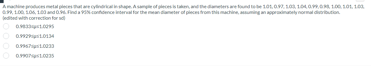 Solved A machine produces metal pieces that are cylindrical | Chegg.com