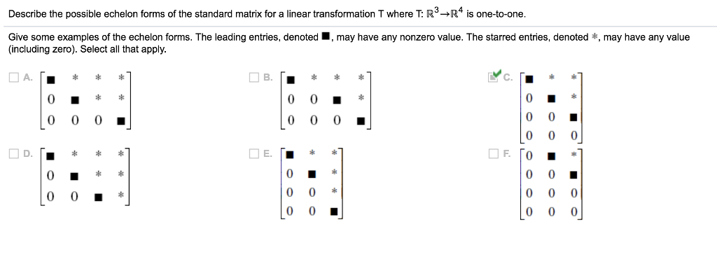 Solved Describe the possible echelon forms of the standard | Chegg.com