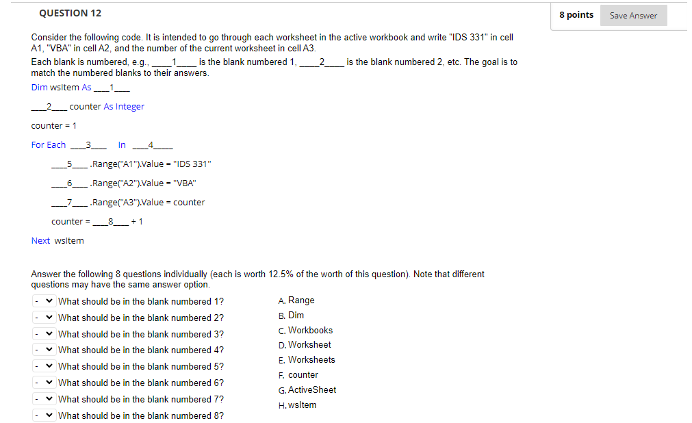 Solved QUESTION 12 Consider the following code. It is | Chegg.com