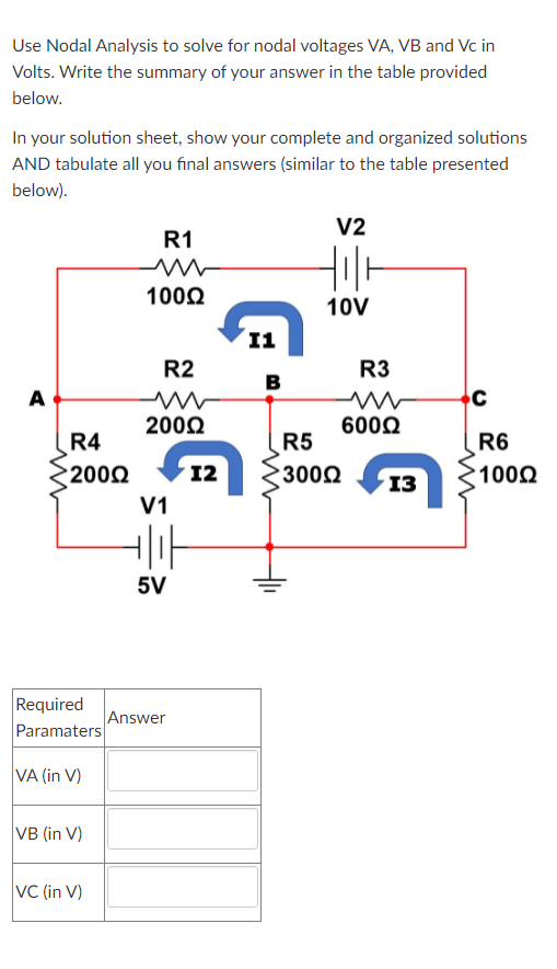 Solved Use Nodal Analysis to solve for nodal voltages VA, VB | Chegg.com