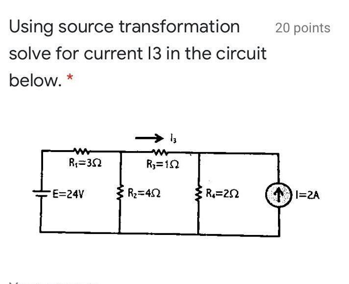 Solved 20 points Using source transformation solve for | Chegg.com