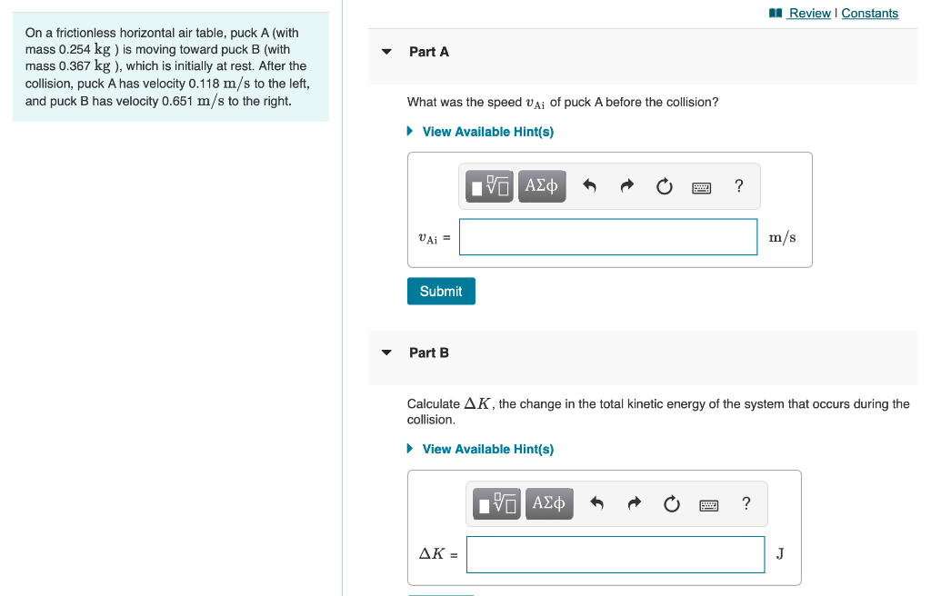 Solved Review Constants Part A On a frictionless horizontal | Chegg.com