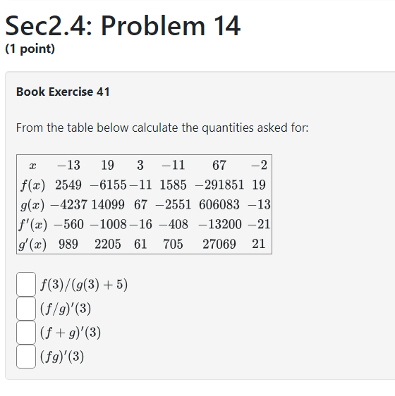 Solved From the table below calculate the quantities asked | Chegg.com