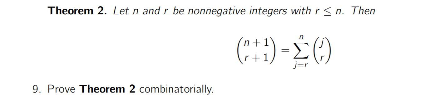 Solved Theorem 2. Let n and r be nonnegative integers with r | Chegg.com