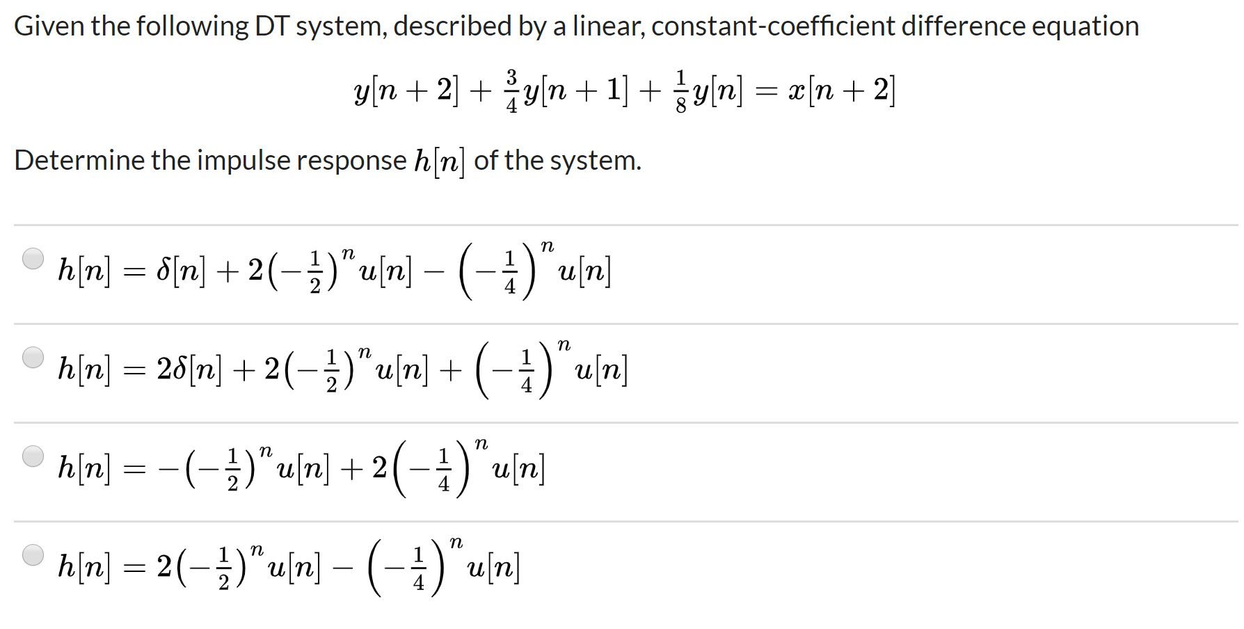 Solved Given the following DT system, described by a linear, | Chegg.com