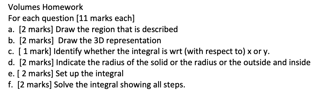 Solved Volumes Homework For each question (11 marks each] a. | Chegg.com