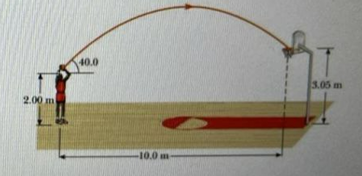Solved A basketball player (h= 2m tall) ﻿is R=10 ﻿meters | Chegg.com