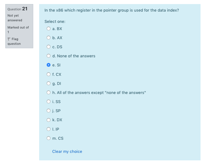Solved In the x86 which register in the pointer group is | Chegg.com